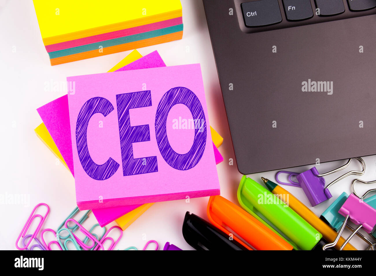 Writing text showing CEO made in the office with surroundings such as ...