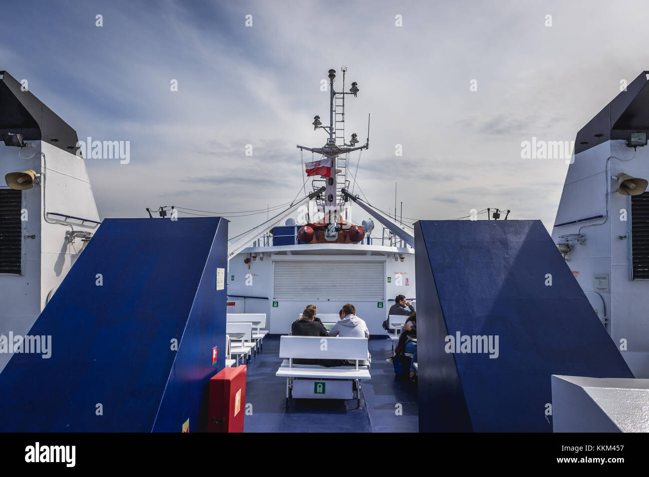 Ferry boat from Hel town on Hel Peninsula to Gdynia city trough Bay of ...
