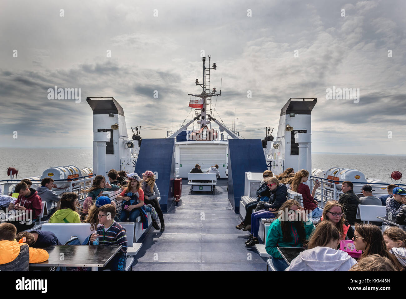Ferry boat from Hel town on Hel Peninsula to Gdynia city trough Bay of ...