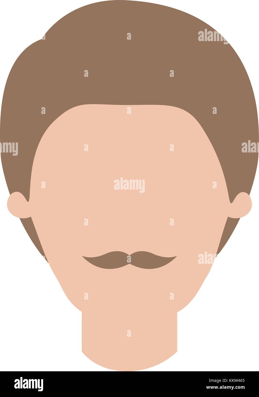 faceless man with short hair and moustache in colorful silhouette Stock ...
