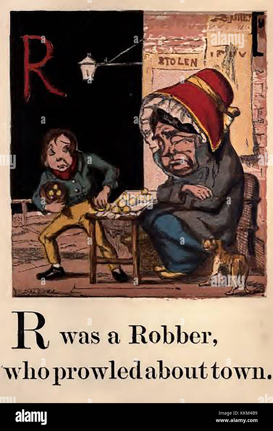 An historic coloured Victorian children's ABC book illustration - R for ...