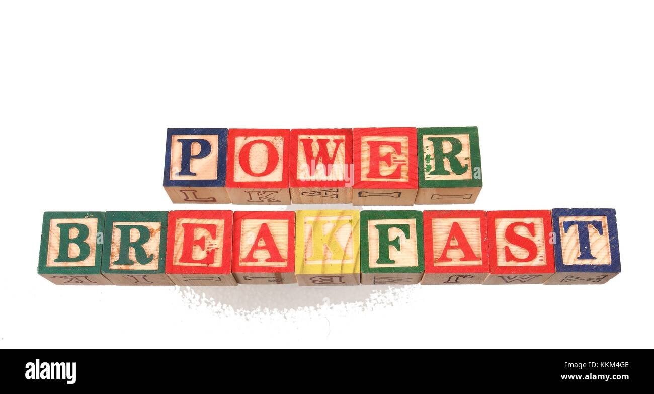 The term power breakfast visually displayed on a white background using ...