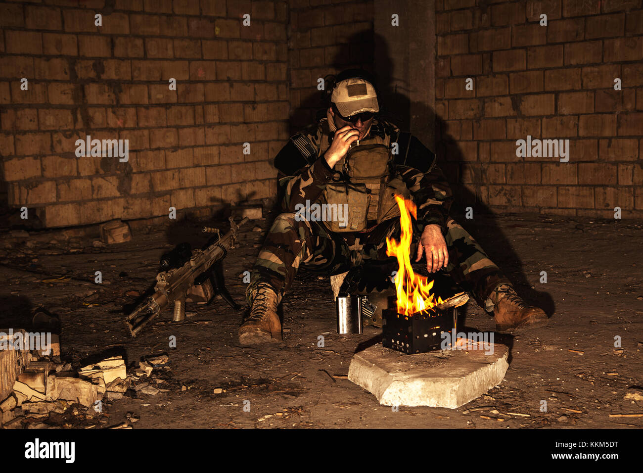 Smoking after the fight Stock Photo - Alamy
