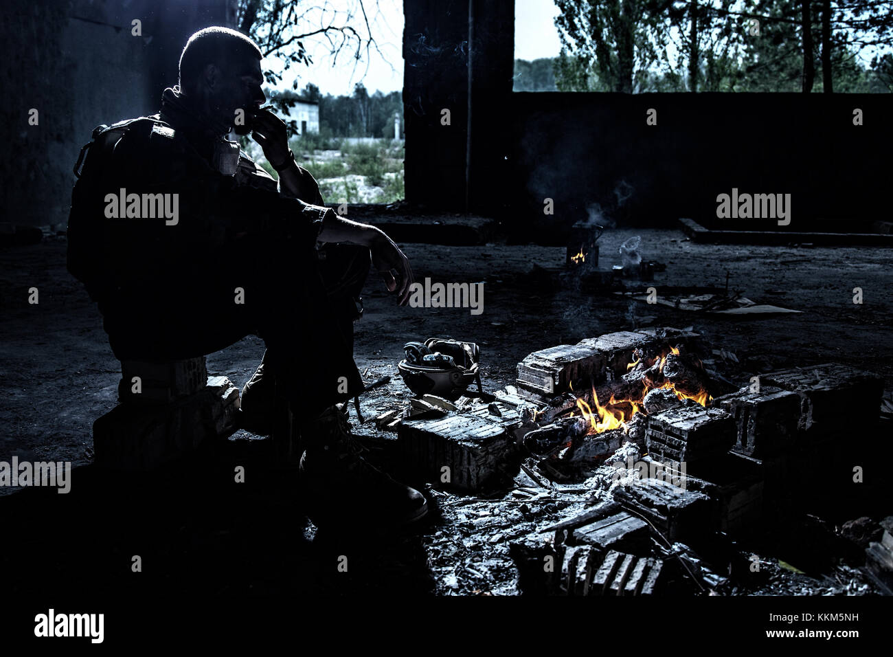 Smoking after the fight Stock Photo - Alamy