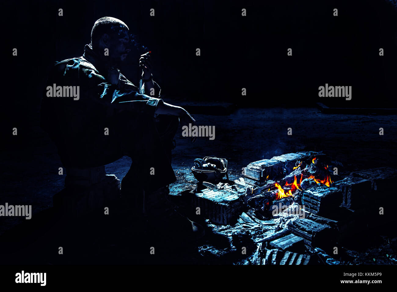 Smoking after the fight Stock Photo - Alamy