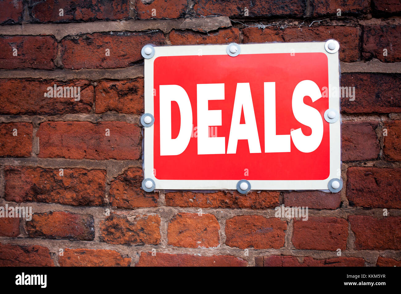 Hand writing text caption inspiration showing Deals concept meaning ...