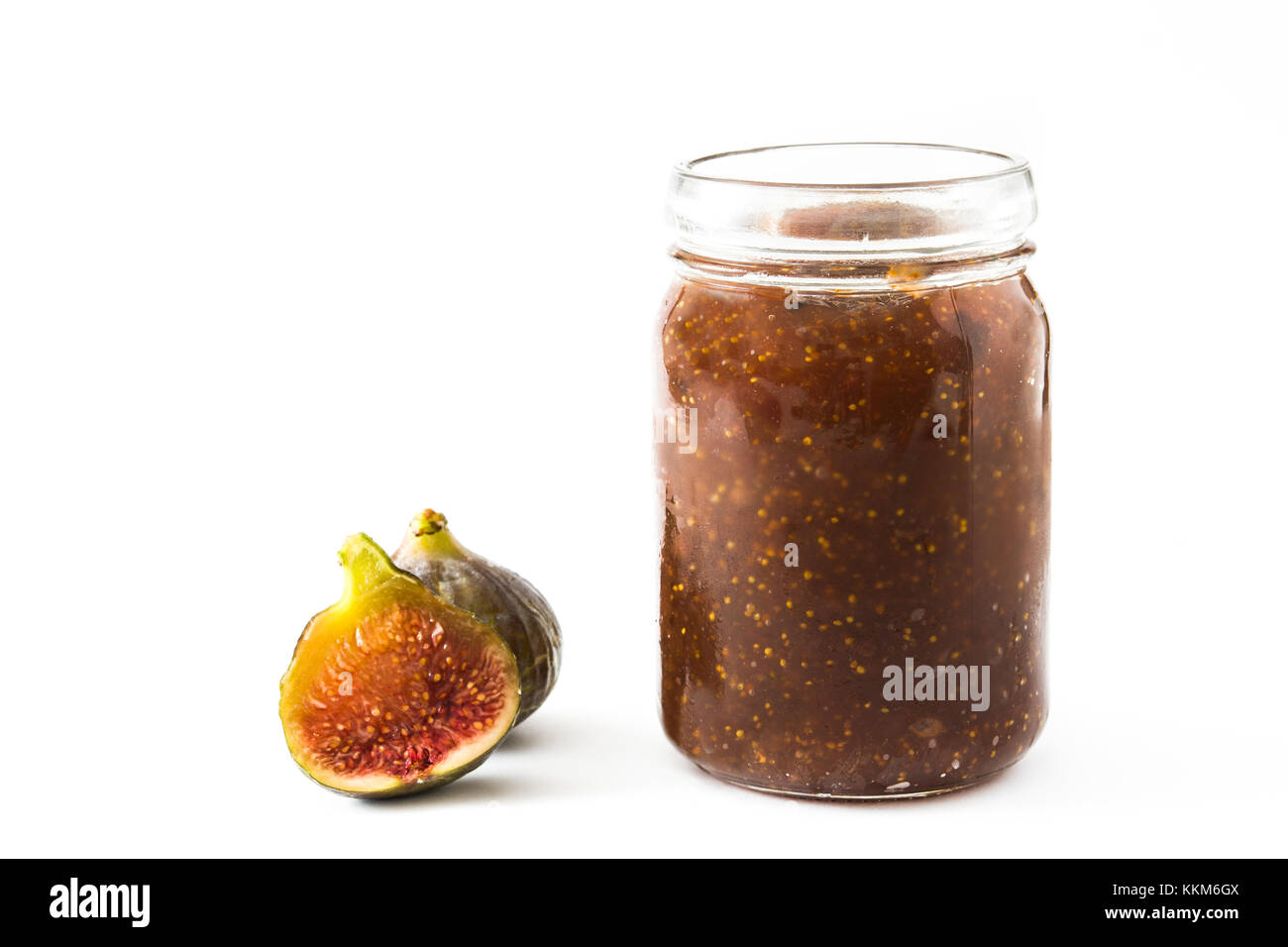 Fig jam isolated on white background Stock Photo - Alamy