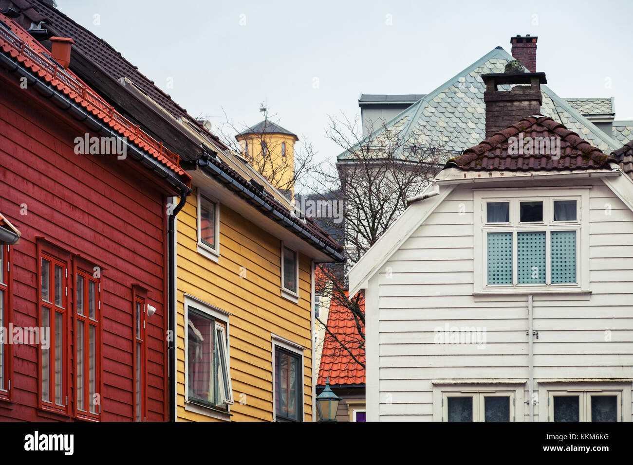 Traditional Norwegian wooden houses. Old town of Bergen, Norway Stock ...