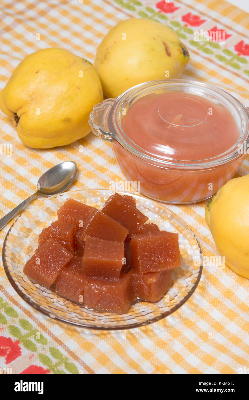 Close up of traditional quince jam homemade with natural ingredients ...