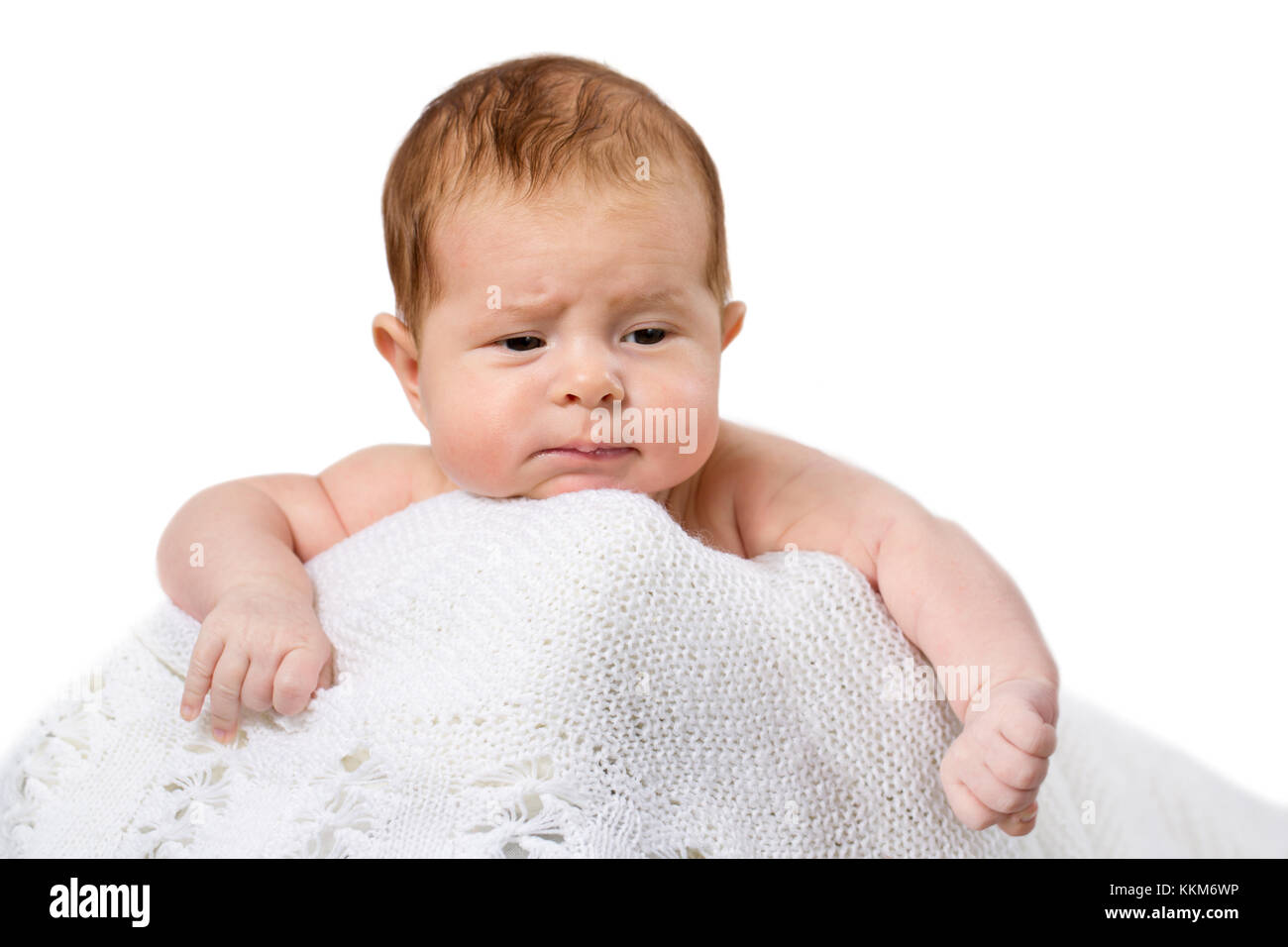 A small newborn baby on a white background Stock Photo - Alamy