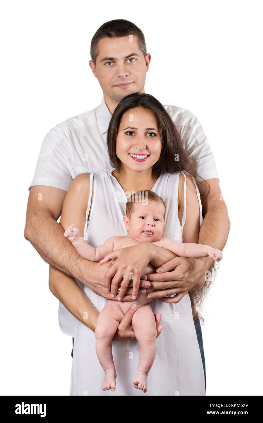 Young parents keep their newborn baby, isolated Stock Photo - Alamy