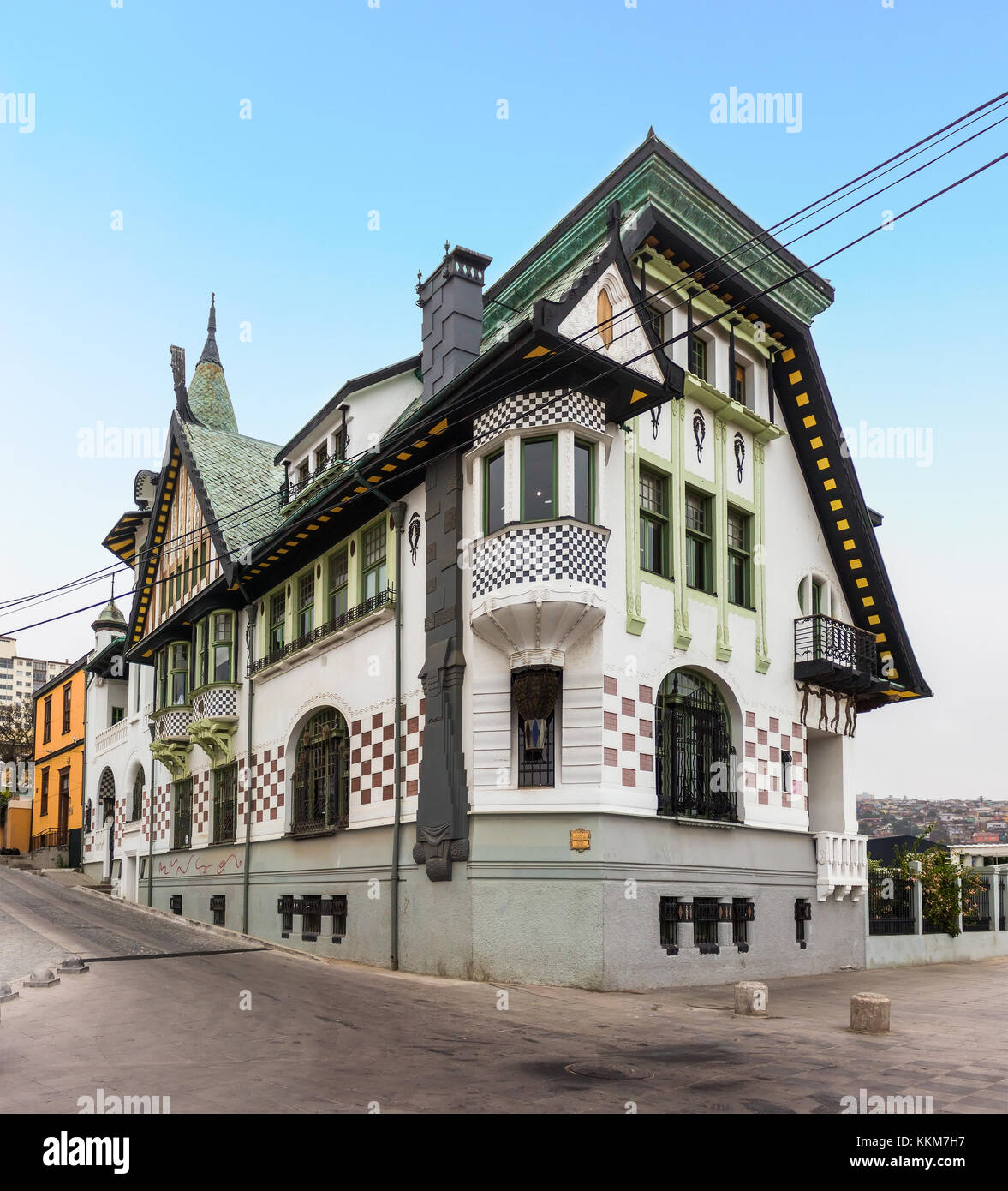 VALPARAISO, CHILE - OCTOBER 27, 2016: Early 1900s mansion with eclectic ...