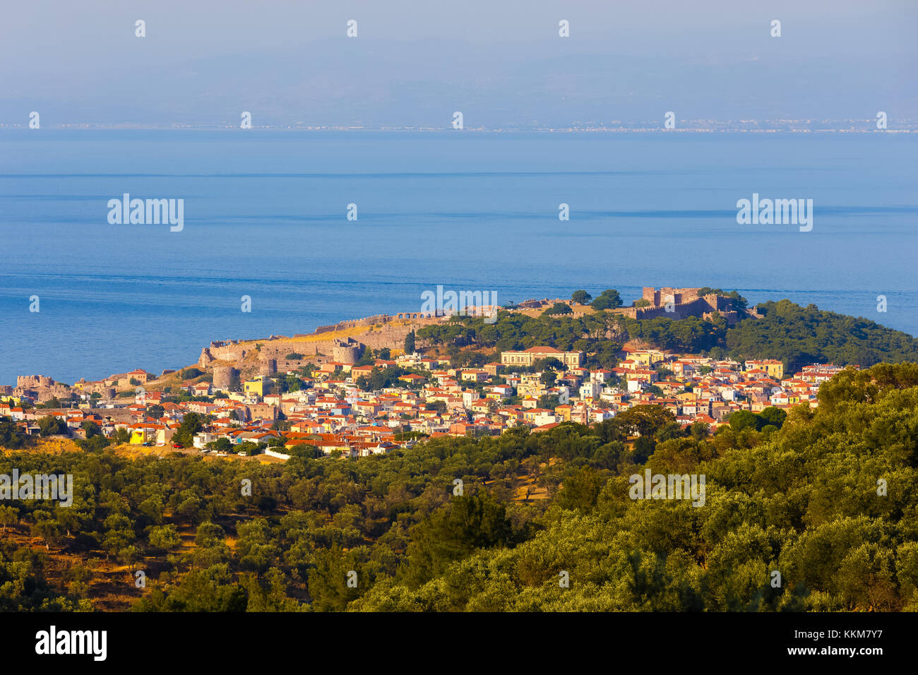 Panoramic shot of the castle of Mytilene in Lesvos island, Greece, one ...