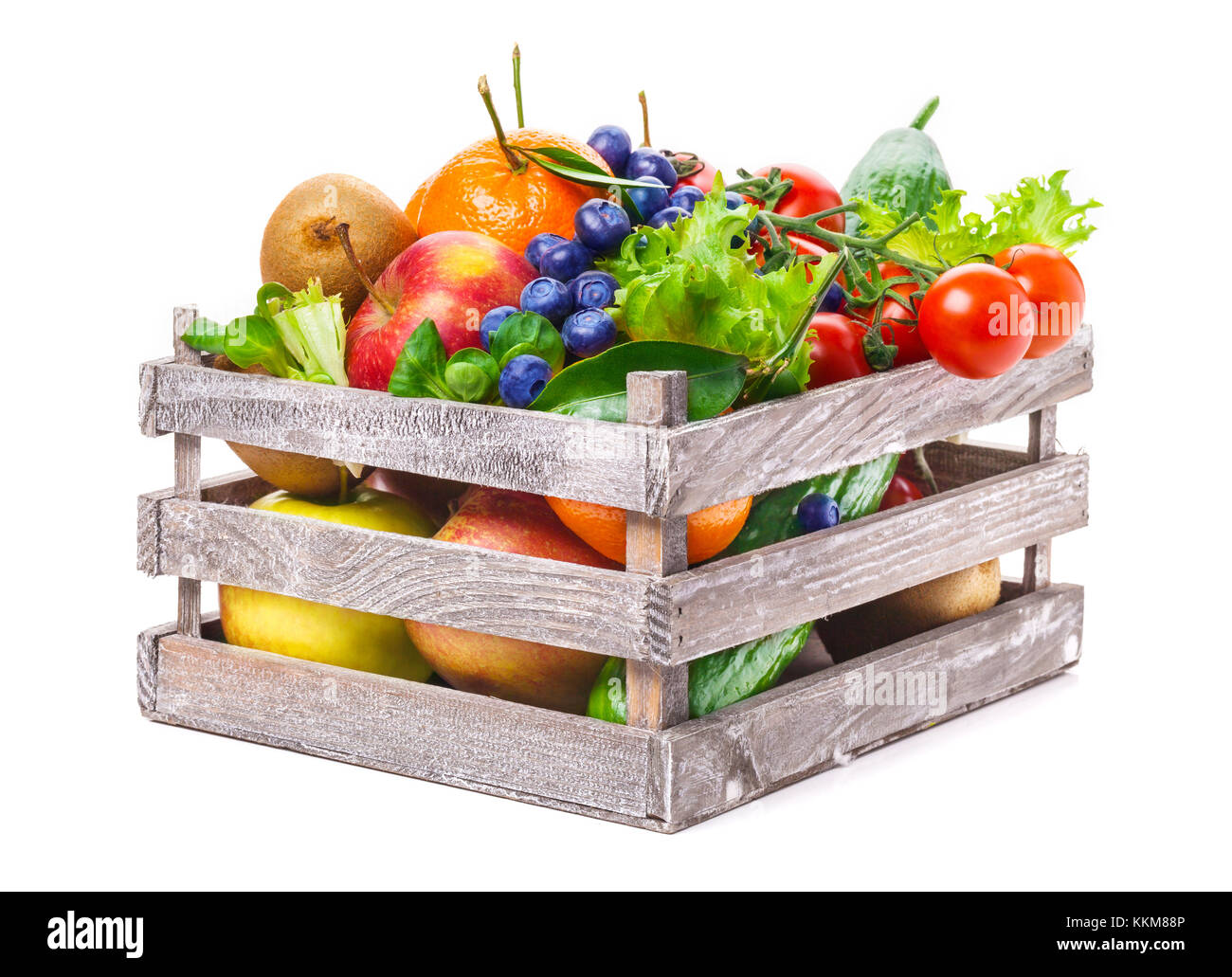 Fruit and vegetables in crate Stock Photo - Alamy