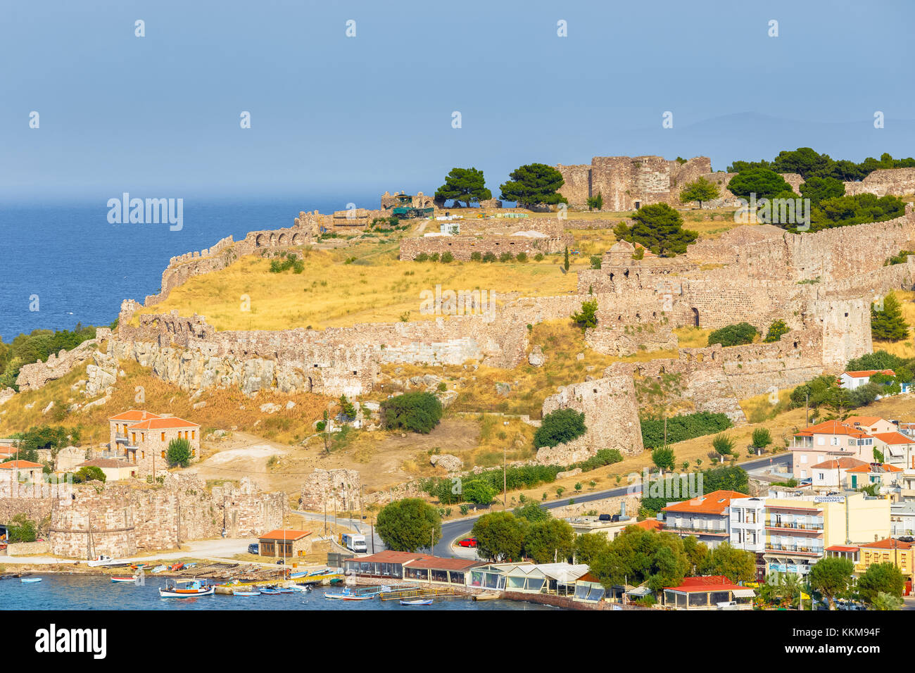 Panoramic shot of the castle of Mytilene in Lesvos island, Greece, one ...