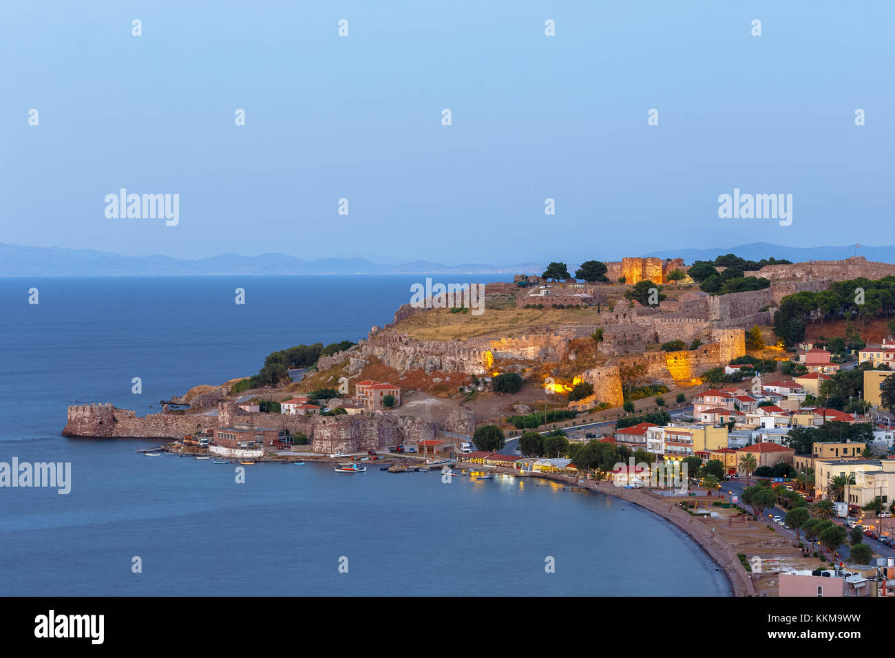 Panoramic shot of the castle of Mytilene in Lesvos island, Greece in ...