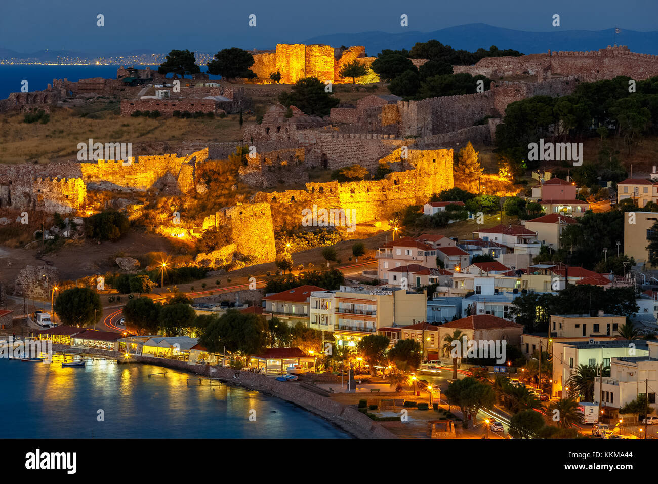 Panoramic shot of the castle of Mytilene in Lesvos island, Greece in ...