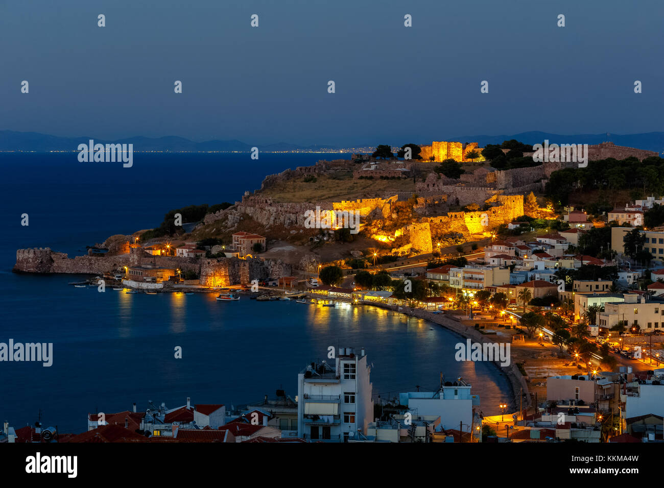 Panoramic shot of the castle of Mytilene in Lesvos island, Greece in ...
