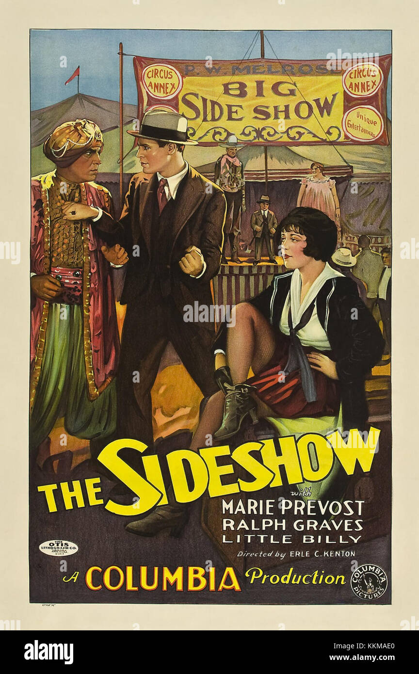 A vintage sideshow poster from the early 20th century, showcasing ...