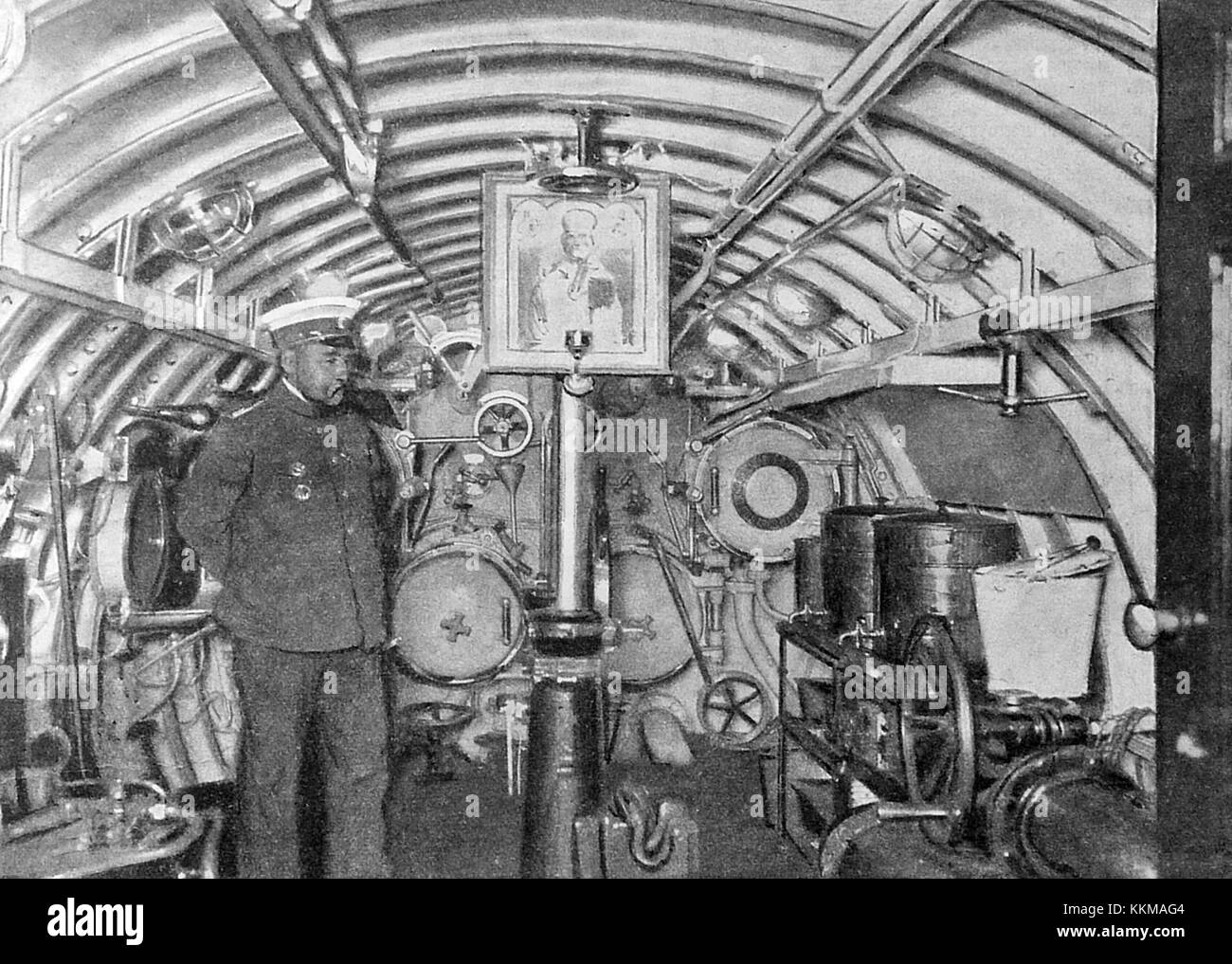 The photograph captures the interior of the Akula, a Russian submarine ...