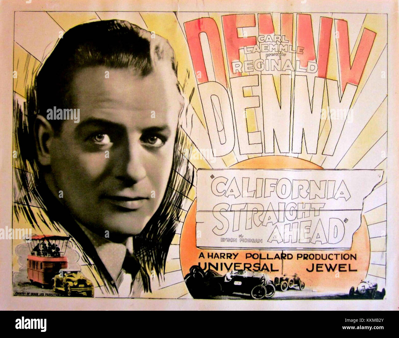 The 1925 lobby card for the film 'California Straight Ahead' promotes ...