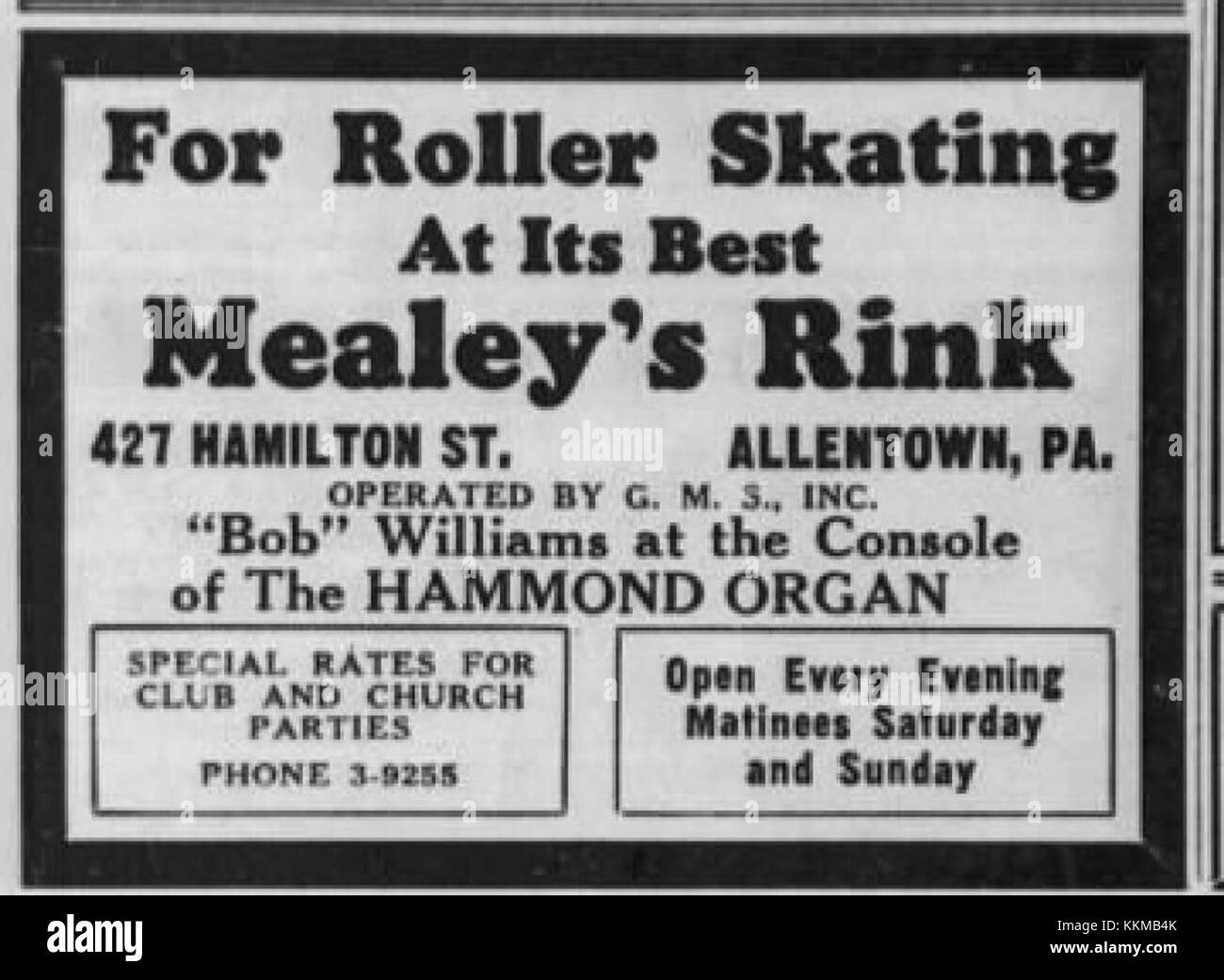 A 1942 promotional poster for Mealey's Skating Rink in Allentown ...