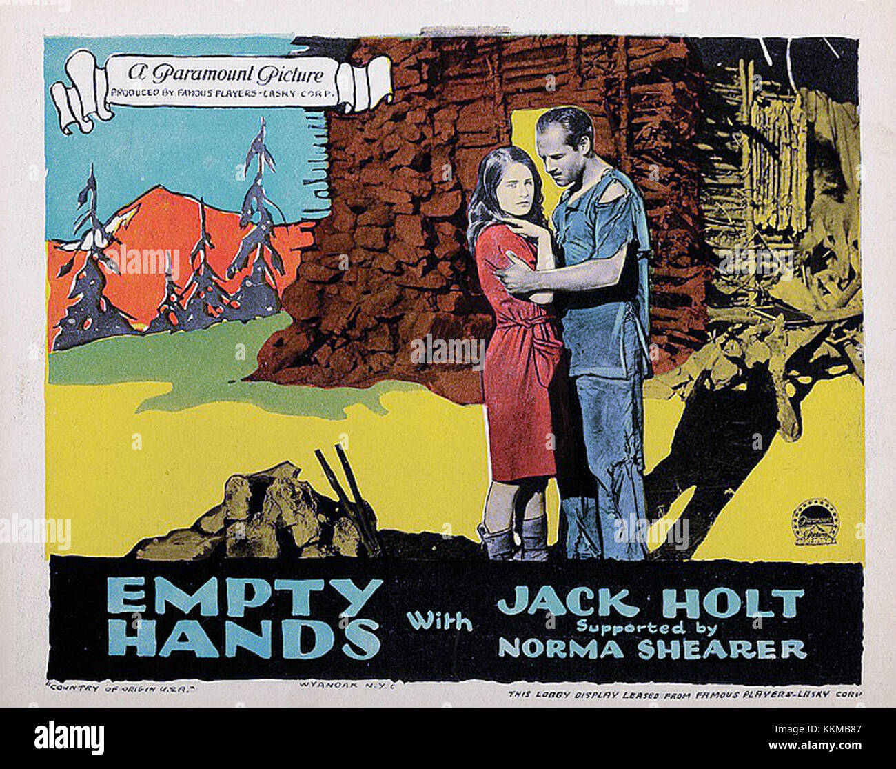 The 'Empty Hands' lobby card is a promotional item for the 1920s film ...