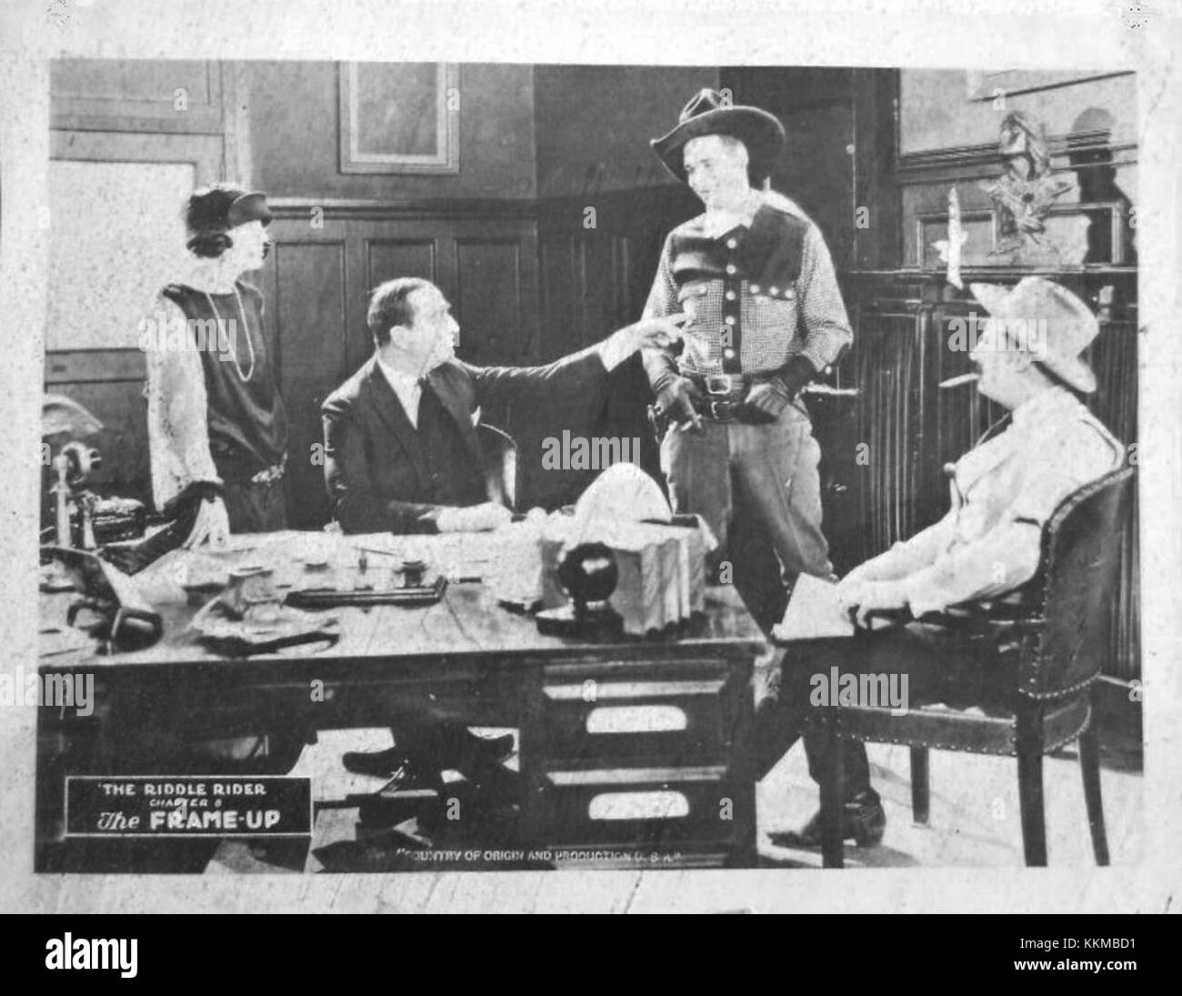 This lobby card features a scene from the 1925 Western film Riddle ...
