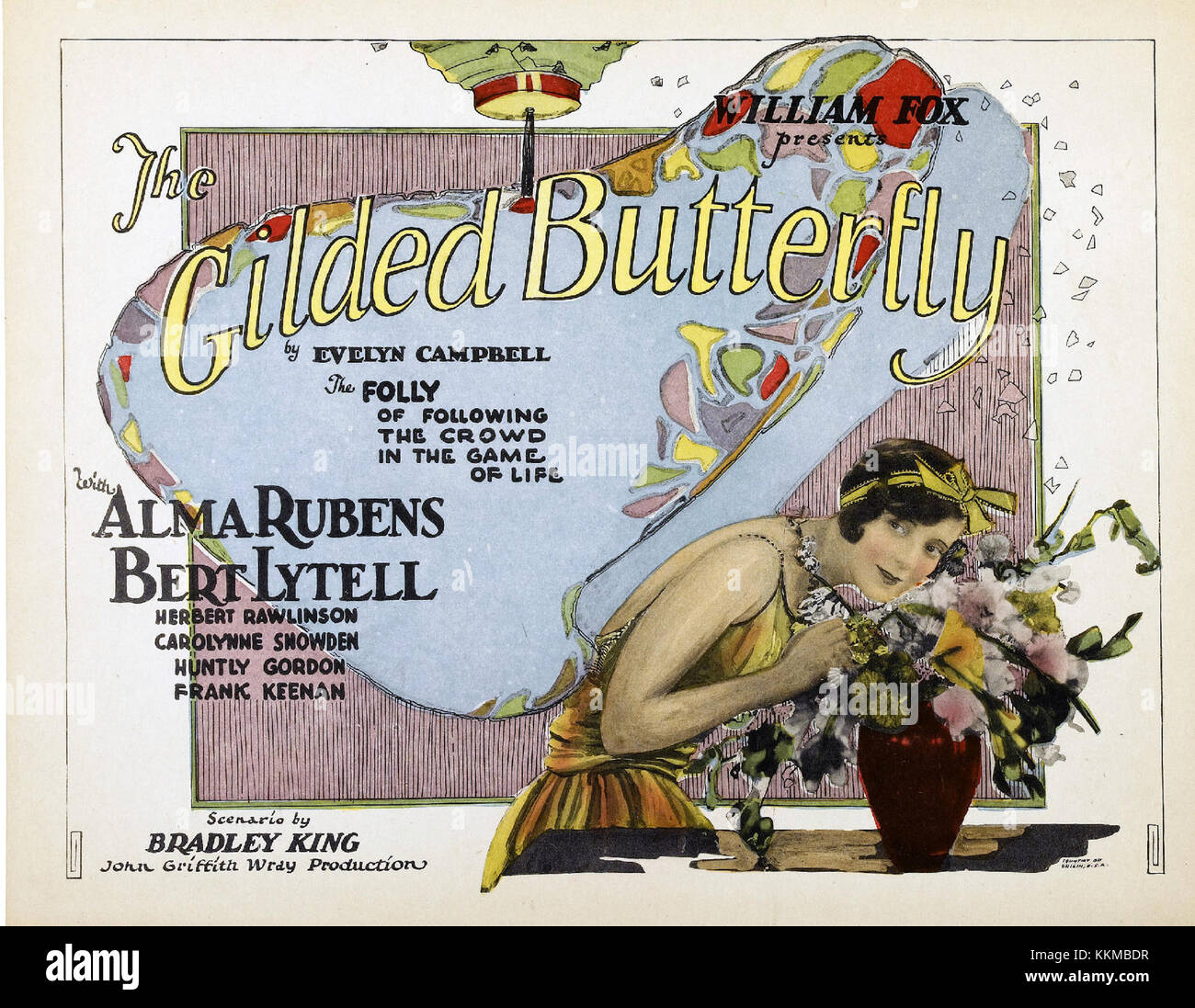 This lobby card features the film *The Gilded Butterfly*. A key visual ...
