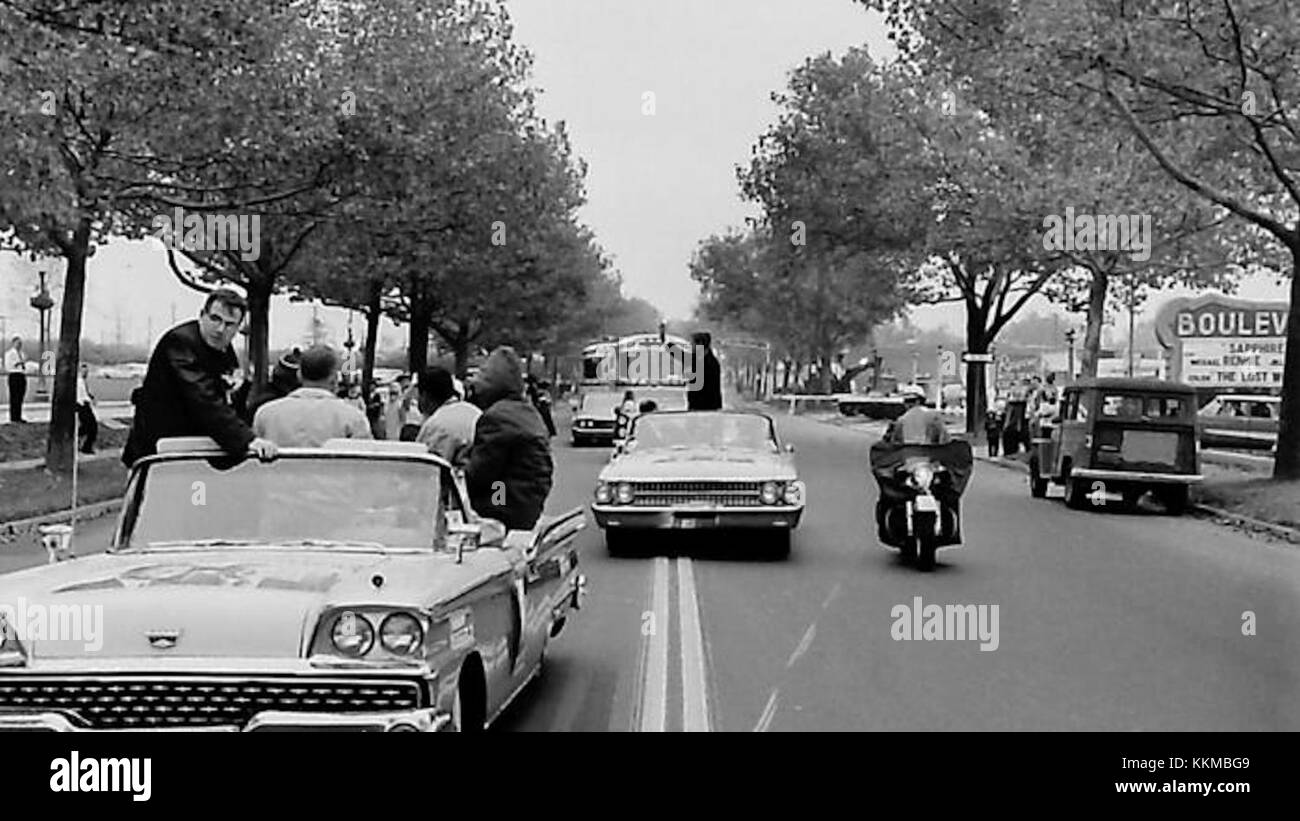 This photograph captures John F. Kennedyâ€™s motorcade in 1960 during ...