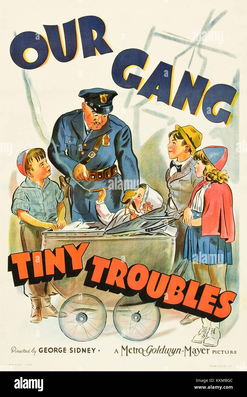 This poster for 'Tiny Troubles' reflects an early 20th-century style ...