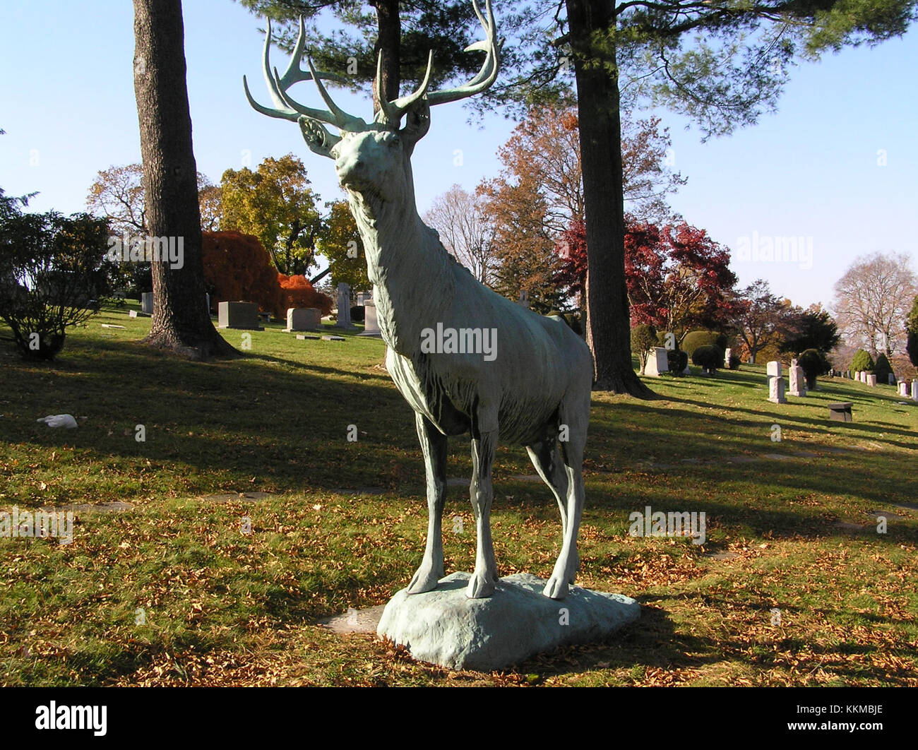 The Kensico Elk Statue, photographed in November 2011, is a well-known ...