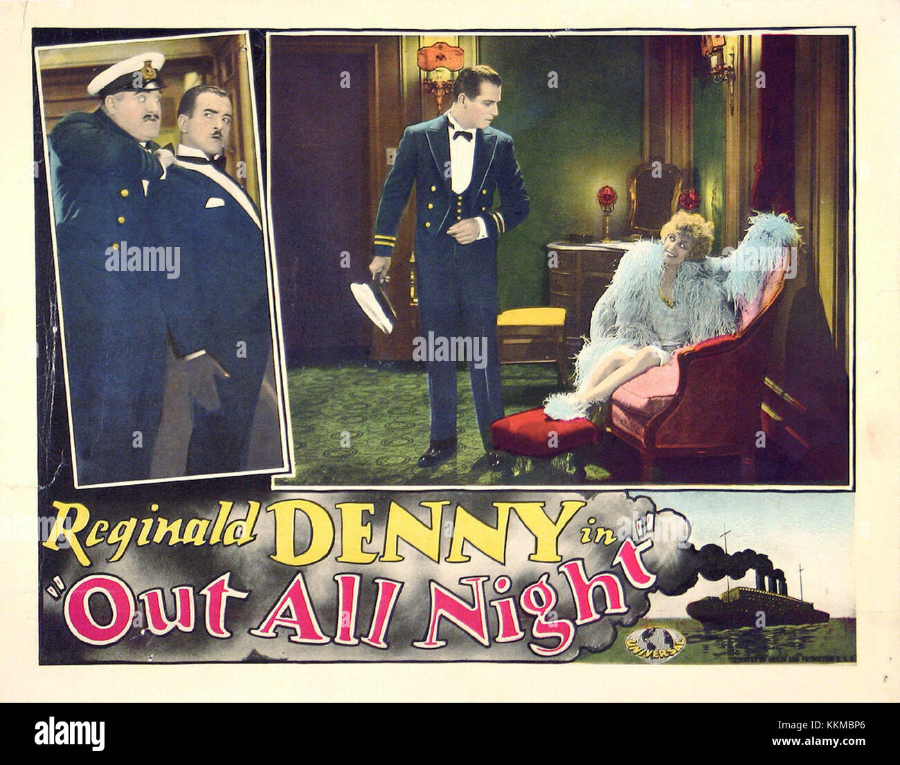 Lobby card for 'Out All Night', a 1928 American silent film directed by ...