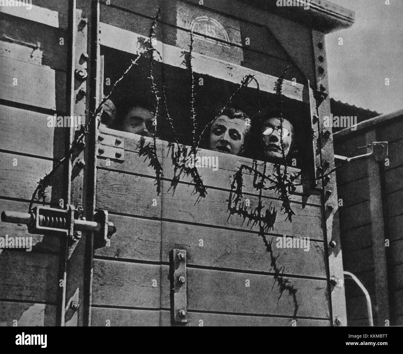 Holocaust Jews in a railway car Stock Photo - Alamy