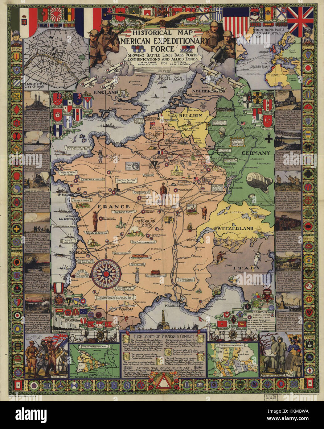 This historical map depicts the American Expeditionary Force during ...
