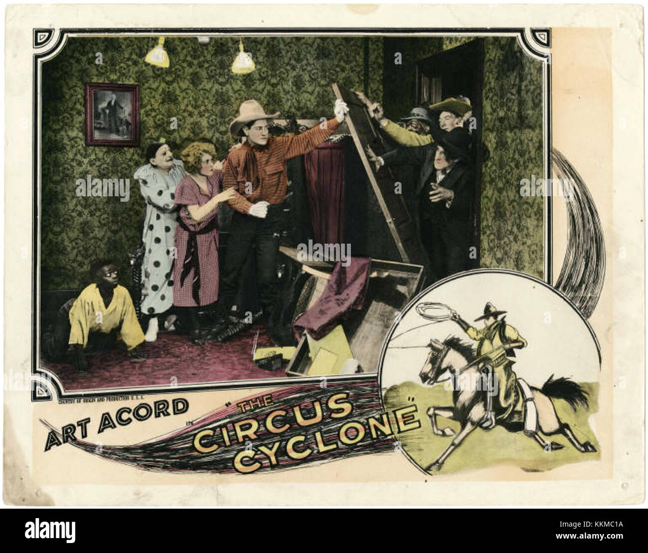 The lobby card for 'Circus Cyclone' showcases a key scene from the film ...