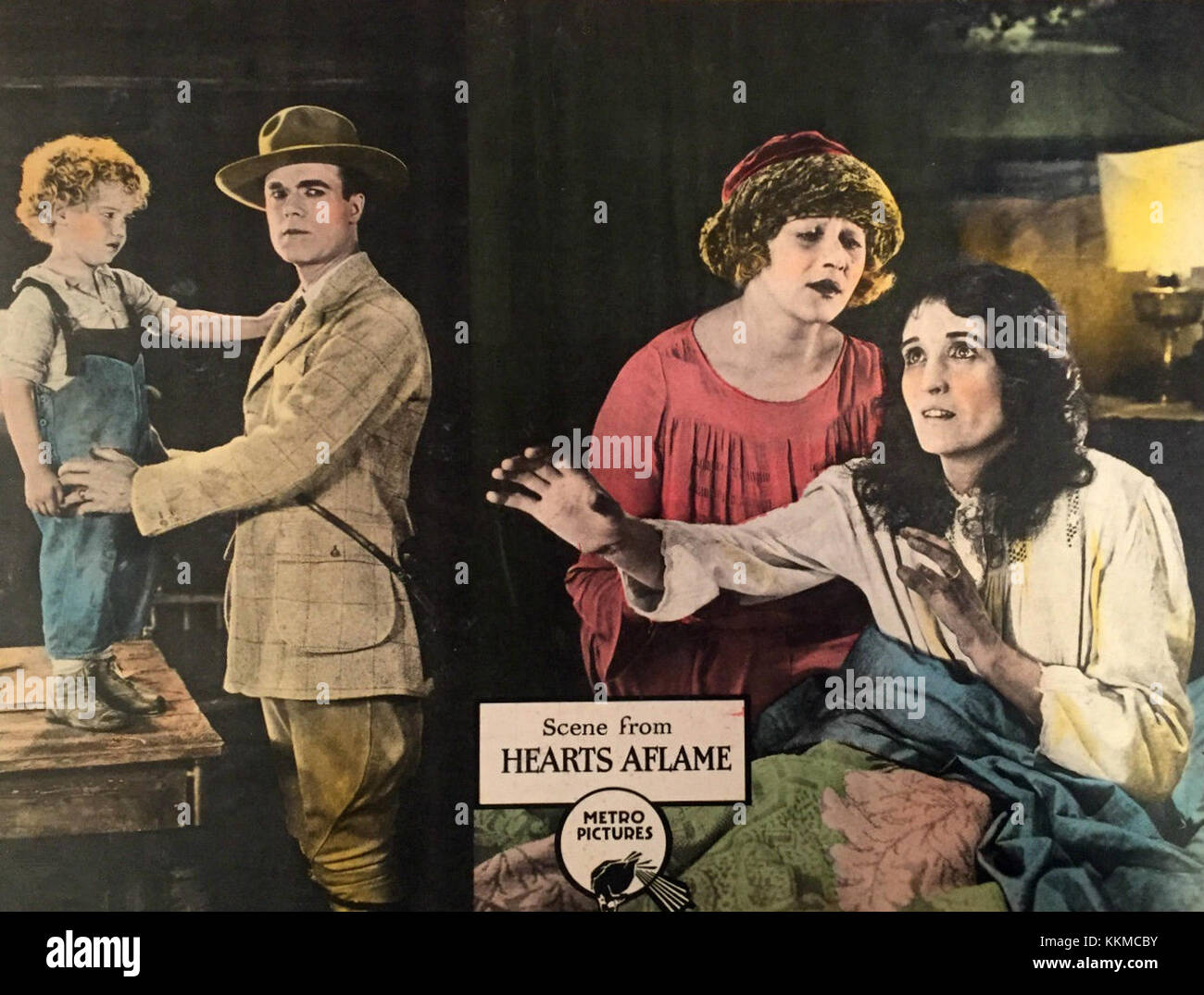 The lobby card for the movie 'Hearts Aflame' features key characters ...