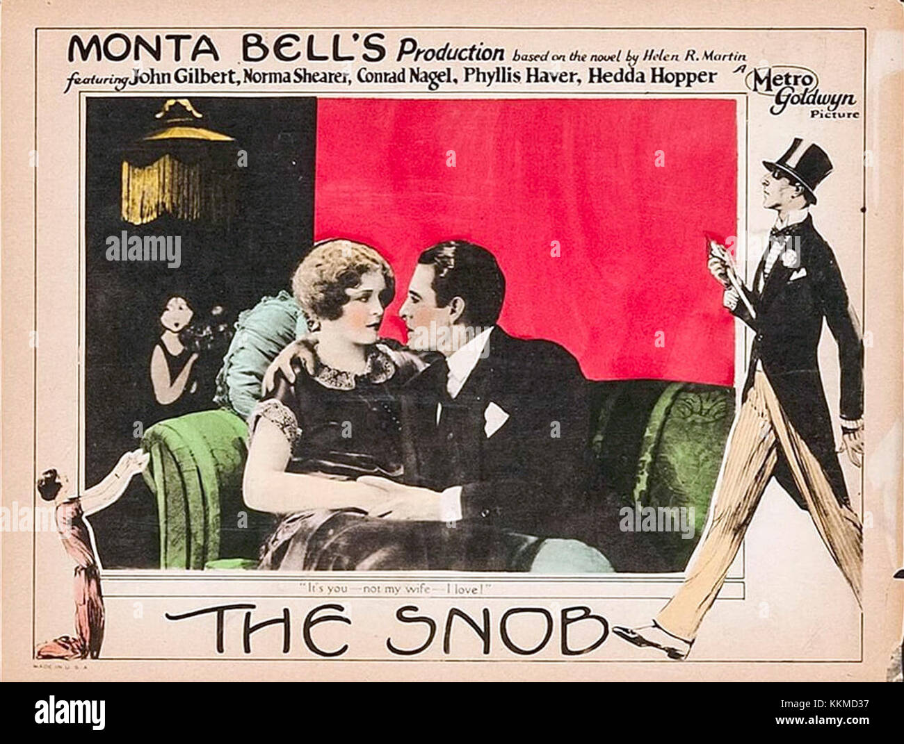 A lobby card from the film 'Snob,' featuring key promotional imagery ...