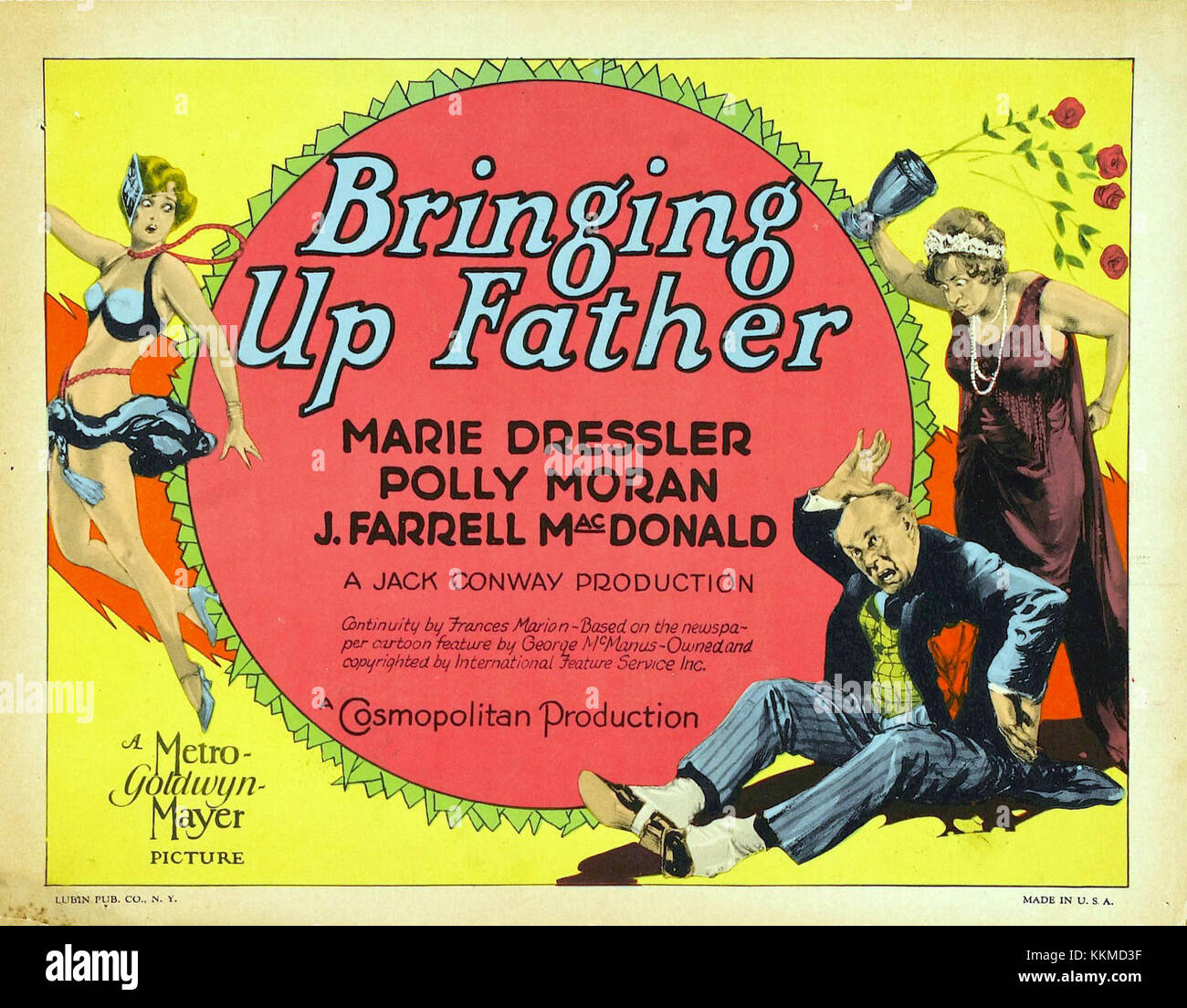 A lobby card from the 1930s film Bringing Up Father that showcases key ...