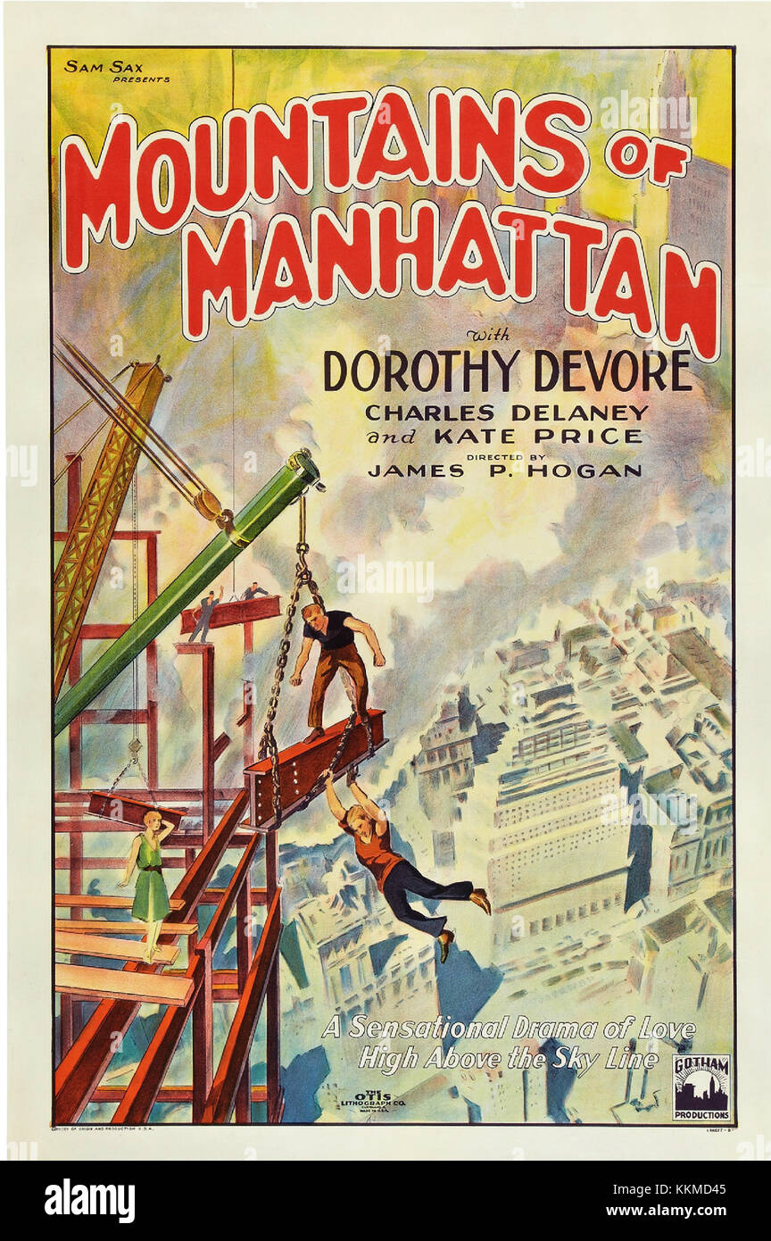 The 'Mountains of Manhattan' poster depicts a dramatic view of the ...