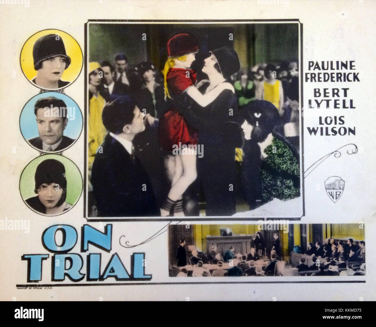 This lobby card from the movie *On Trial* features promotional imagery ...