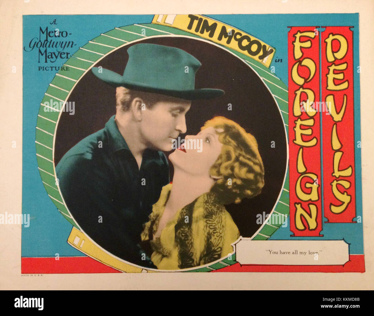 This lobby card from the film *Foreign Devils* showcases the dramatic ...