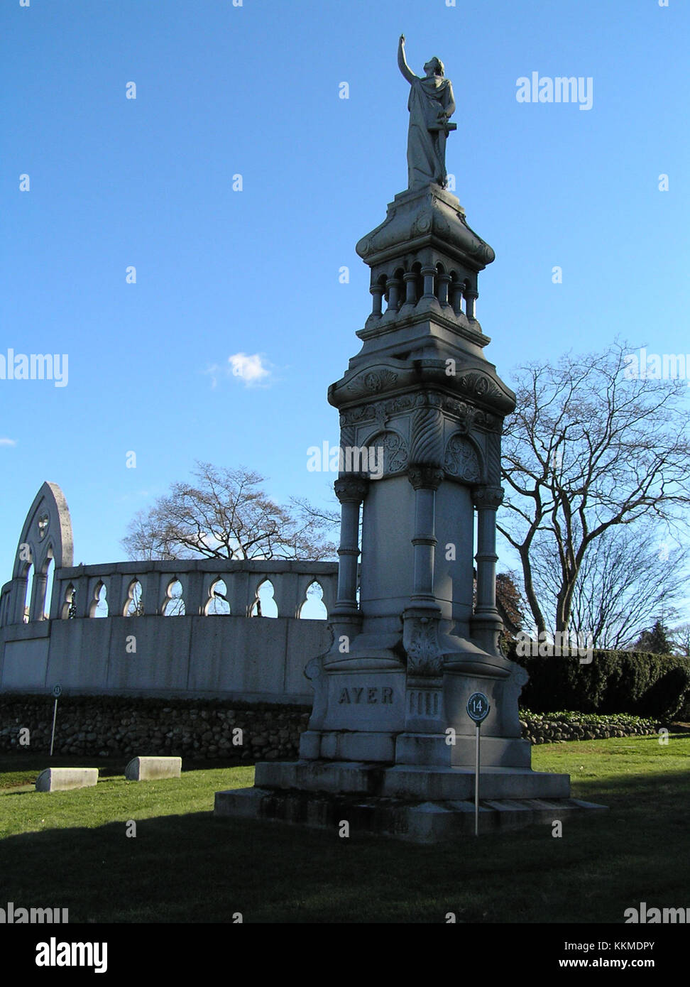 The Ayer Statue, photographed in 2011, honors significant figures in ...