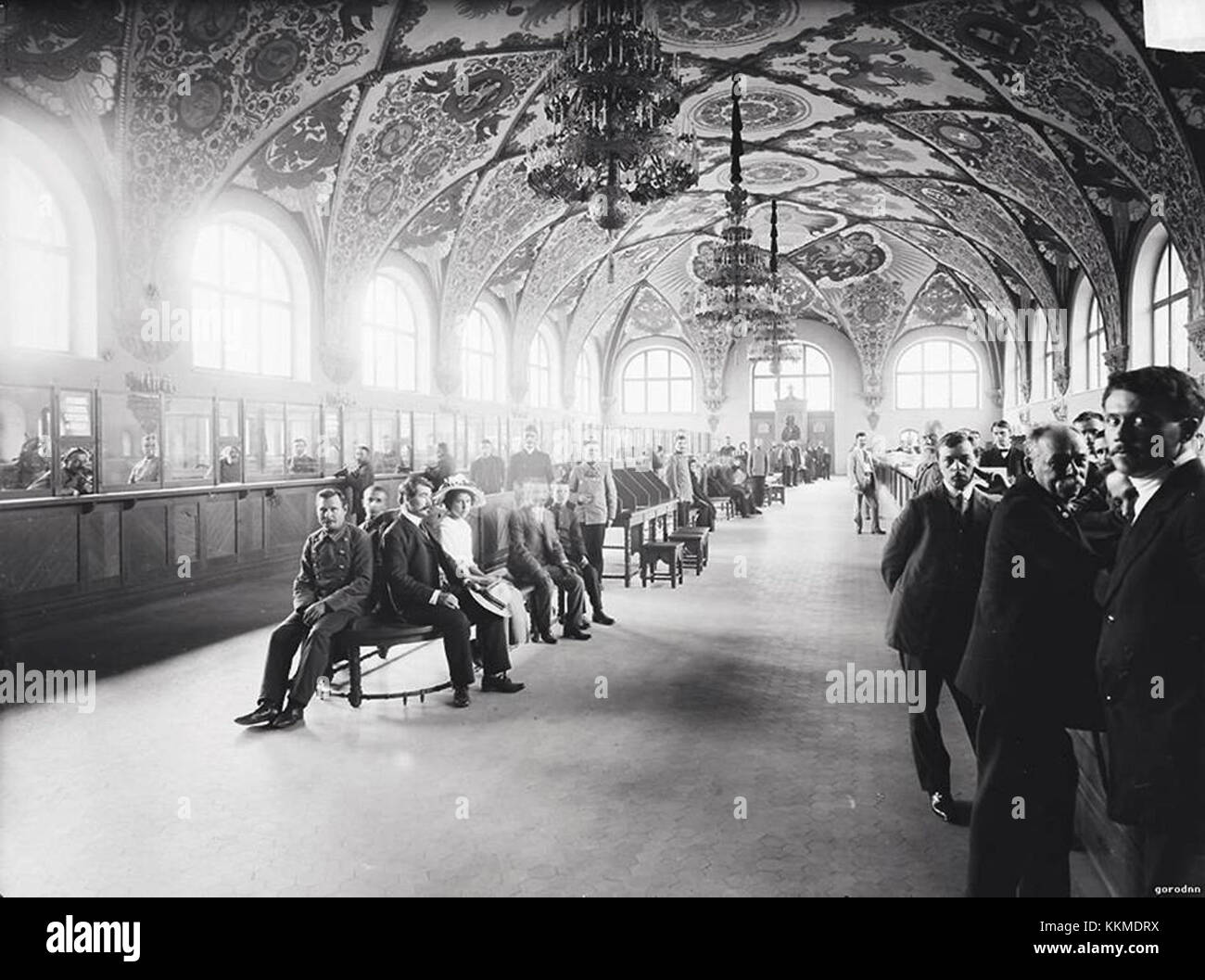 The interior of the State Bank of Nizhny Novgorod in 1913 reflects the ...