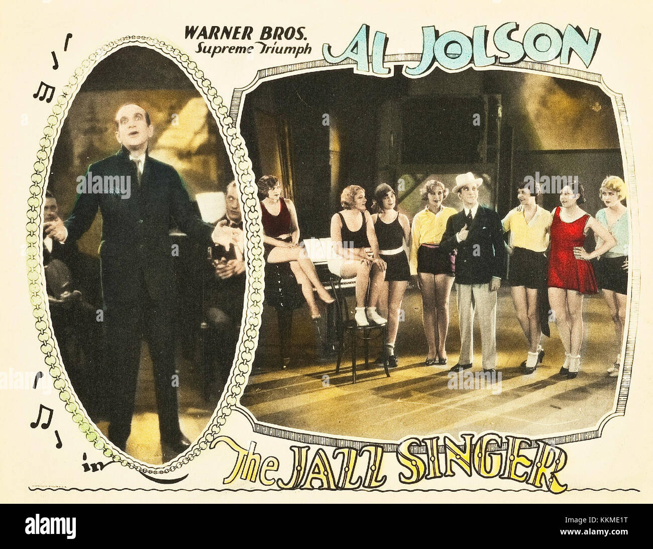 The lobby card for The Jazz Singer (1927), the first sound film that ...