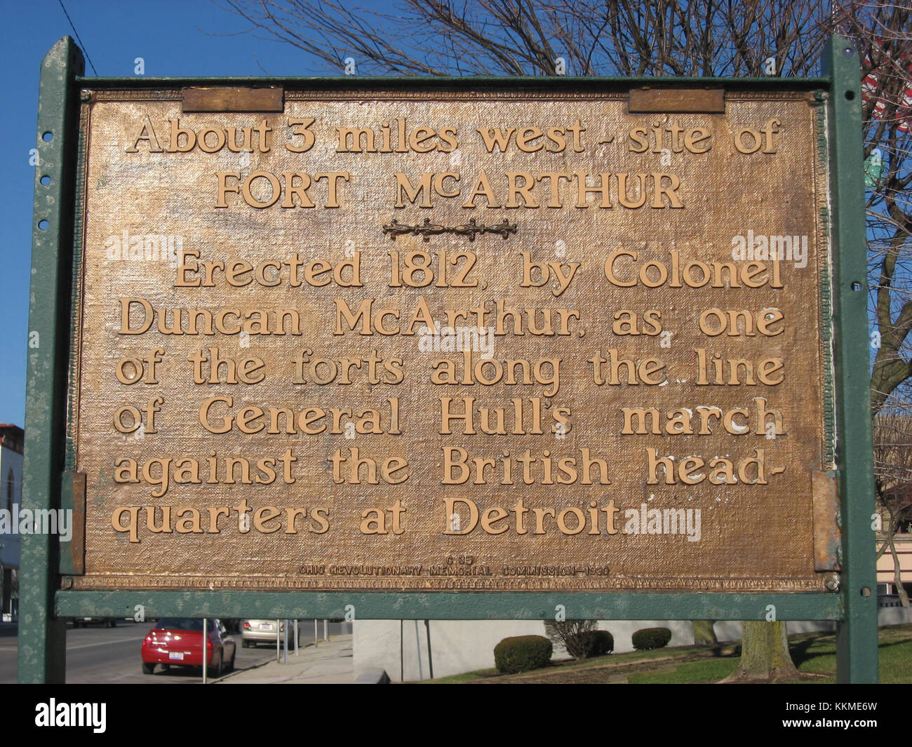 The Fort McArthur historical marker in Kenton, Ohio, commemorates the ...