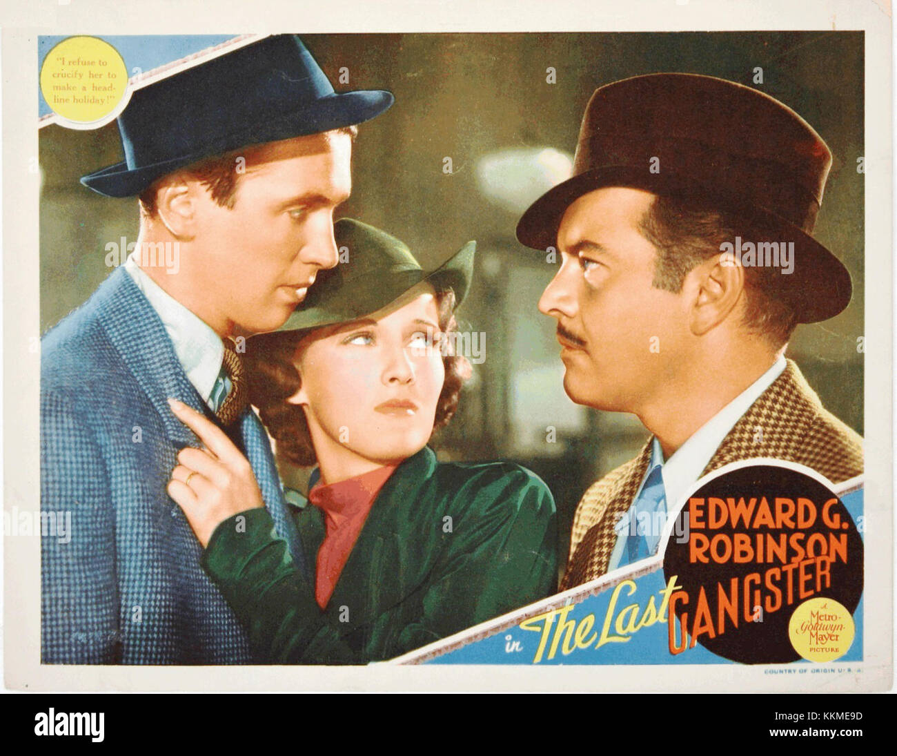 Lobby card for the film 'The Last Gangster,' a 1930s crime drama. The ...