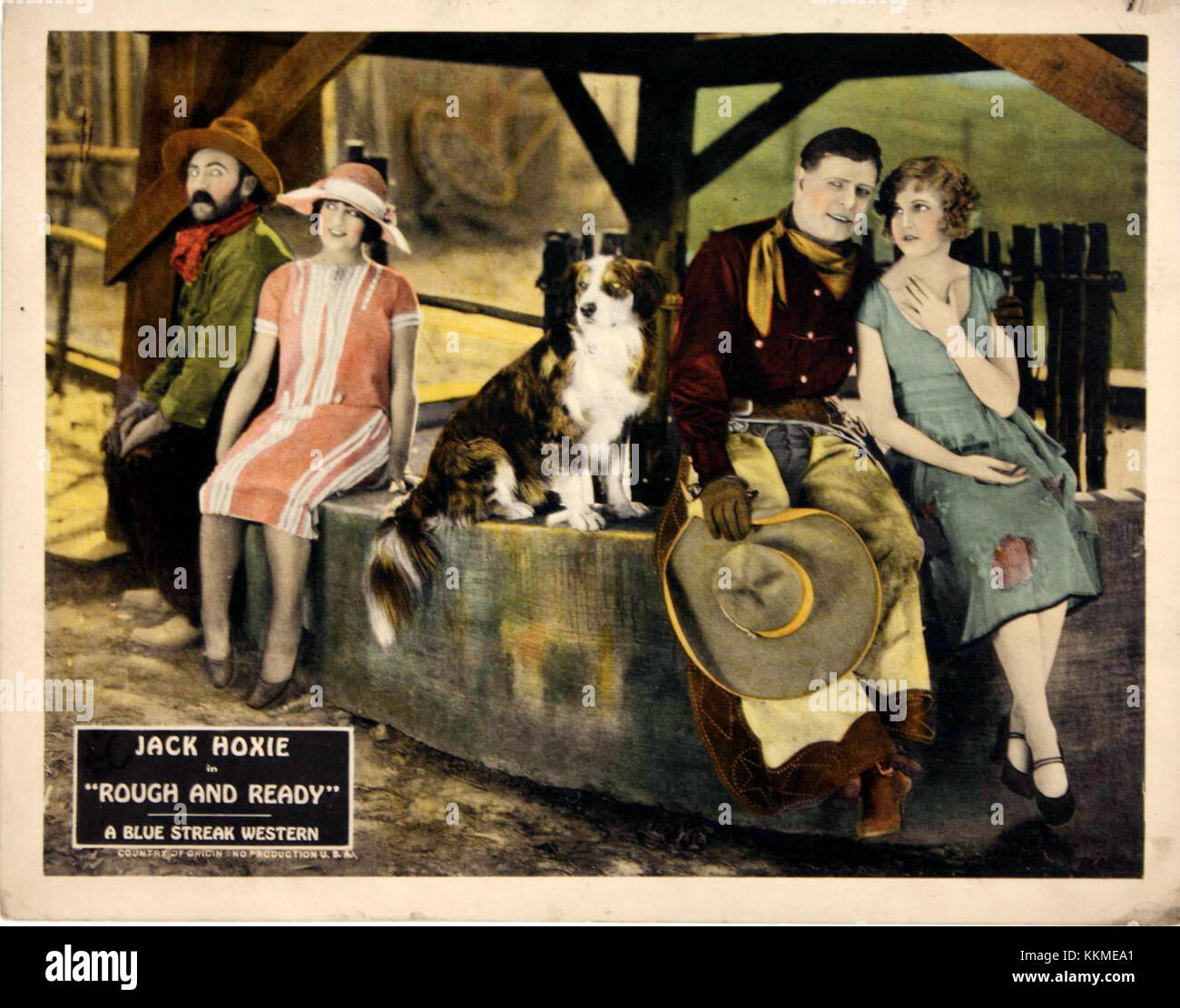 The lobby card for the 1927 film *Rough and Ready* showcases the movieâ€™s promotional artwork ...