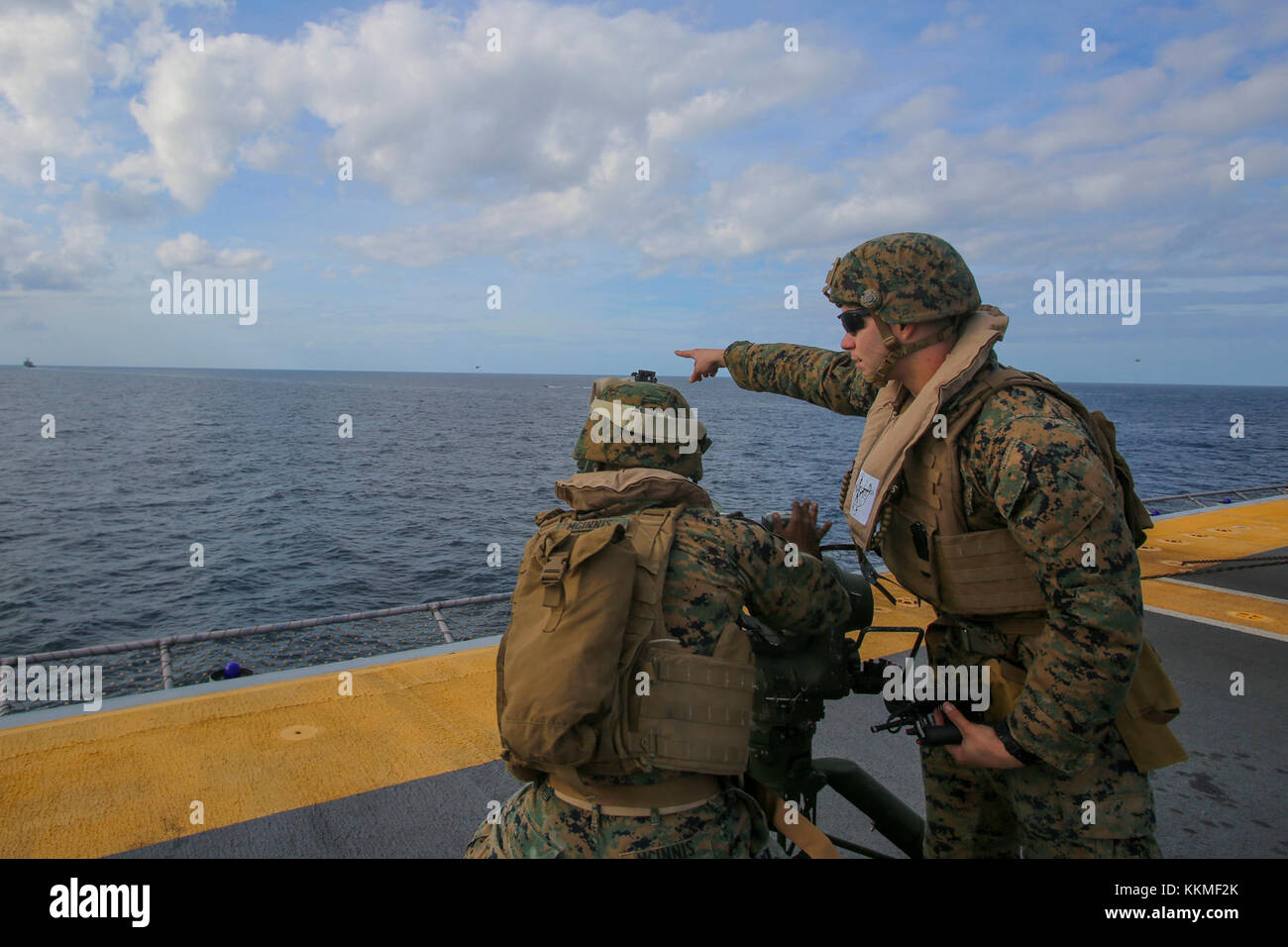 U.S. Marines scan for threats in the Atlantic Ocean during a Defense of ...