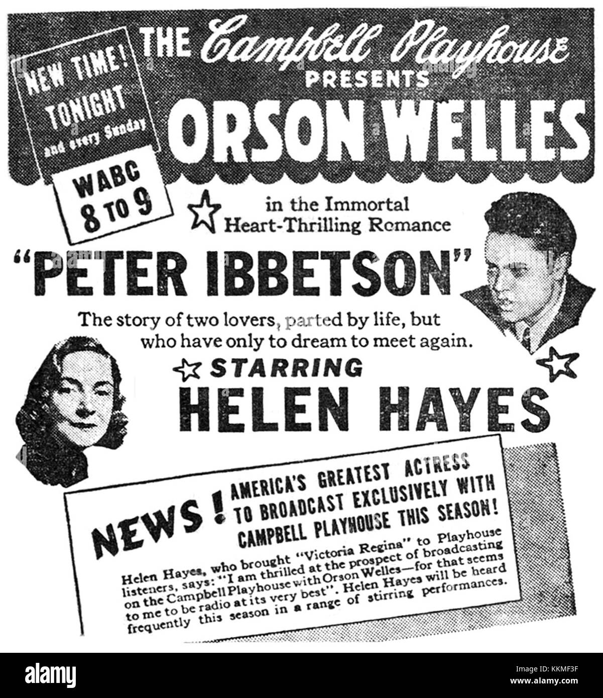 Campbell Playhouse's adaptation of the film 'Peter Ibbetson ...